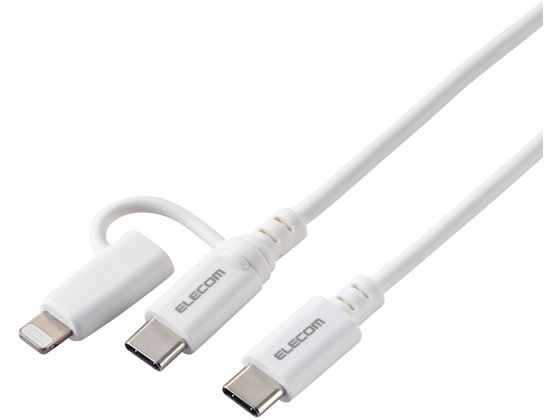 【商品説明】●Lightningプラグへの変換アダプターが付いたUSB Type-C(TM)ケーブルです。USB Type-Cポート搭載のスマートフォンおよびLightningポート搭載のスマートフォン・AirPods・iPadを、変換アダ...