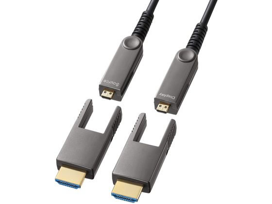 【商品説明】4K60Hzに対応したHDMIケーブルです。光ファイバの採用により長距離でも安定した映像・音声の伝送が可能です。ケーブルは外径4．5mmと細くて軽く取り回しがし易いケーブルを採用。脱着可能なHDMIコネクタを採用しており、狭い配...