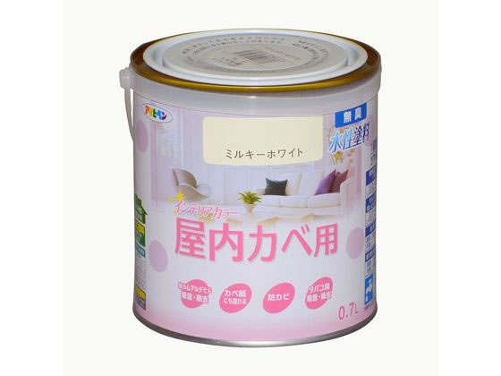 【商品説明】●カベ紙・ビニールカベ紙の上にも塗ることができます。●塗料に含まれるVOC（揮発性有機化合物）は0．1％以下であり、シックハウスの原因とされるホルムアルデヒドを吸着・除去する環境保護塗料です。●防カビ剤を配合、カビの発生を防ぎま...