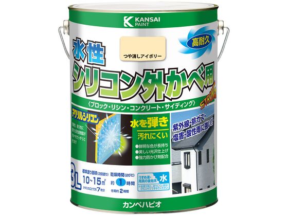 【商品説明】●高耐久アクリル・シリコン樹脂配合だから紫外線・排ガス・雪・酸性雨など外敵から建物を守り、長期間風合い・ツヤを保ちます。●臭いが少なく、乾燥も速く、使いやすい水性タイプ。※乾くと雨や水で流れ落ちる事はありません。●防カビ剤配合だ...