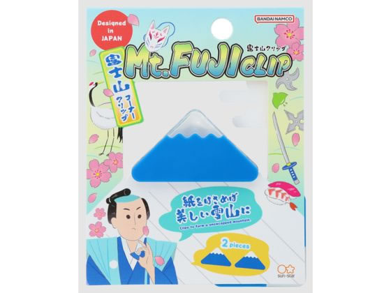 【商品説明】表・裏ありません。どちらも富士山になります。角はもちろん、辺でも使えます。三角形なので用紙がめくりやすい。同柄二個入り。【仕様】●本体サイズ：約幅52×高さ30×厚み23mm●本体重量：約9g●材質：AS・ABS●色：ブルー【備...