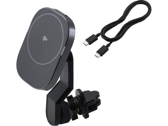 【商品説明】●マグネットで固定するだけでQi2対応スマートフォンを充電できる、Qi2規格ワイヤレス充電機能付き車載ホルダーです。　●最大出力15WでiPhoneを充電可能。従来のQi規格と比べて高速充電を実現しています。　●マグネットでスマ...