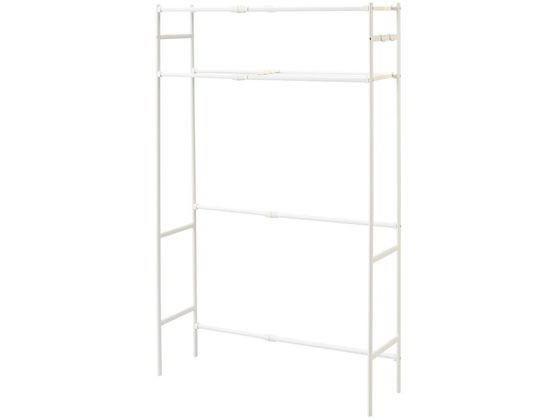 【商品説明】組み立て簡単、スペースに合わせて横幅を調整できる便利なランドリーラック。ネジ一切不要！部品点数はたったの7種類だけで、圧倒的に組み立てやすい。洗濯機を設置したままでも簡単に取り付けできる。小物が掛けられる便利なフックバー2個付。...