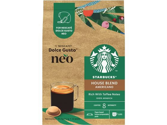 【商品説明】「ネスカフェ　ドルチェ　グスト　ネオ　スターバックス　ハウスブレンド」はトフィーのような香ばしさと豊かな風味のアメリカーノスタイルコーヒー。シンプルなようで、実は奥深い味わいのハウスブレンド。ラテンアメリカ産の上質な豆をブレンド...