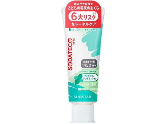 【商品説明】1．むし歯を含め、今後気になりそうなお子さまのおくち6大リスク※1を歯みがき習慣でトータルケア。2．薬用成分フッ素1450ppm配合。歯質を強化することでむし歯を予防。3．低研磨。4．防腐剤・保存料無配合。5．辛味の少ないソフト...