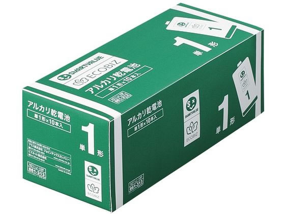 【商品説明】アルカリ乾電池【仕様】●1箱入数：10本（2本×5パック）●種別：単1形●規格：単1形●公称電圧［V］：1．5●使用推奨期限［年］：5●製造国：中国【備考】※メーカーの都合により、パッケージ・仕様等は予告なく変更になる場合がござ...