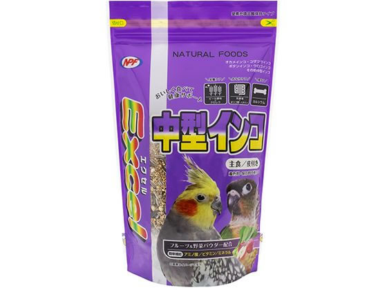 【商品説明】中型インコの好む素材を中心にバランスよく配合した皮付きタイプの主食です。【仕様】キビ（皮付き）、アワ（皮付き）、ヒエ（皮付き）、カナリアシード（皮付き）、ヒマワリ、あさの実、アワ（皮むき）、サフラワー、オーツ麦（皮むき）、赤アワ...