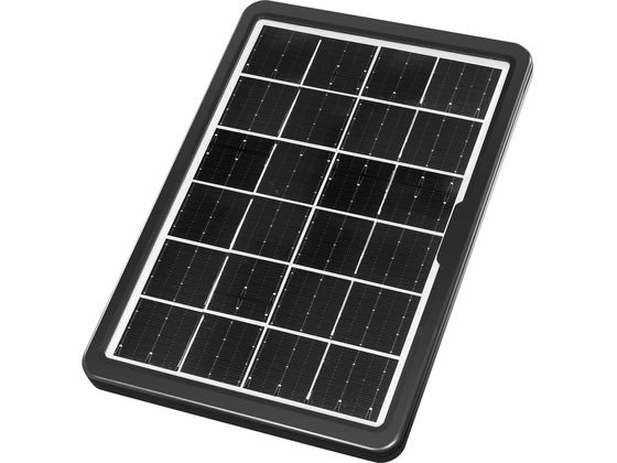 【商品説明】スマホに充電可能なソーラーパネルです。USB接続で充電可能な機器であれば充電することができます。付属のスタンドで縦置き・横置き両方で設置することができ、フック穴に別売のフックを取り付ければ、吊り下げて使用できます。●最大電圧：D...