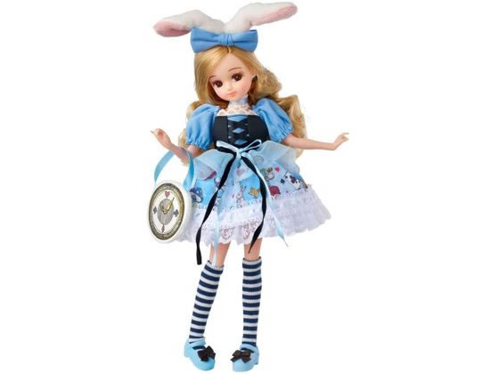 【商品説明】ふわふわのウサギの耳のカチューシャに、たっぷりとした袖やスカートがかわいい水色のワンピースはおとぎ話がテーマです。しましま模様のハイソックス、リボンのついたクツ、バッグ、ティーセットが付属します。ネオリカボディは肩、股関節、膝、...