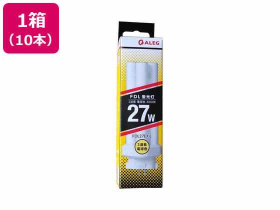 【商品説明】コンパクト形蛍光灯　FDL27形　3波長　電球色。安心の10本パック【仕様】●型番：FDL27EXL●ランプ色：電球色（3000K）●定格消費電力：27W●口金：GX10q−4●サイズ：長さ137×管径16mm●定格平均寿命：6...