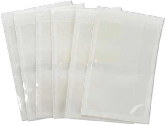 【商品説明】粘着剤付きの透明ポケットです。パンフレットやファイルに貼るだけで名刺ポケットになります。材質がポリエチレンなので透明感があります。【仕様】●外寸：W100xH72mm●内寸：W91xH61mm●入数：20枚●材質：ポリエチレン【...