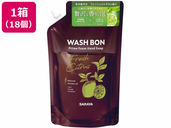 【商品説明】●着色料、合成香料、合成界面活性剤、防腐剤不使用。●厳選したエッセンシャルオイルの香りで手洗いタイムが快適に。●詰替用。【仕様】●詰替用●内容量：500ml●注文単位：1箱（18個）生産国：日本商品区分：化粧品メーカー：サラヤ株...