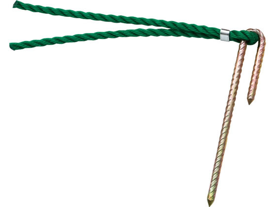 【商品説明】ウエーブ加工杭を使用しているので抜けずらく、固めのグランドでも使用可能な万能タイプ。【仕様】●素材・材質：紐／ポリエチレン、杭／スチール（ウェーブ加工）●サイズ：紐／6mm×15cm、杭／6mm×15cm●商品重量：約510g／...