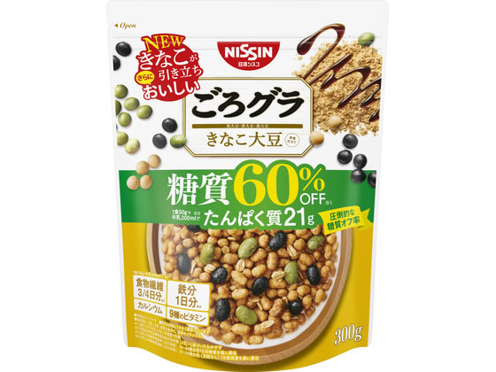【商品説明】●気になる糖質を60％オフ！高たんぱく・食物繊維・鉄・カルシウムもたっぷり。香ばしい黒蜜きなこで味付けしたシリアルに、3種のまるごと大豆を贅沢に。おいしくて超ヘルシーな、高機能・高品質のグラノーラ。【仕様】●300g【備考】※メ...