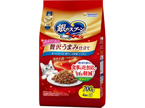 【商品説明】お魚のうまみたっぷりの贅沢うまみ仕立て【仕様】●注文単位：1袋【備考】※メーカーの都合により、パッケージ・仕様等は予告なく変更になる場合がございます。【検索用キーワード】銀のスプーン贅沢うまみ仕立て吐き戻し軽減まぐろ・かつお・煮...