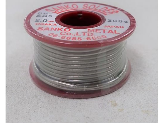 【仕様】●メーカー…三光金属　●型番…SN−SB5　●容量…1巻きあたり200g　●線径…2．0mm　●融点…240℃　●成分…錫：95％　アンチモン5％　●高強度　●鉛を含まないので水道配管だけでなく、食器、医療関係のはんだ付にも使える経...