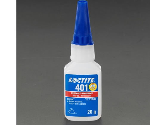 【仕様】●メーカー…LOCTITE（ロックタイト）　●型番…1659311　●商品名…401　●用途…繊維、紙、皮革、レンガ、発泡体、PBT、PVC、POM、EPDM、シリコーンなどに　●適用材質…硬質プラスチック、合成ゴム、金属、木材　●...