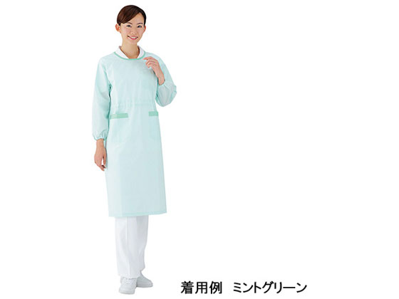 【仕様】●素材：ポリエステル65％・綿35％●組織：ウェザー（ノモス加工）●色：ミントグリーン●サイズ：S●着丈（cm）：100●胸囲（cm）：100●肩幅（cm）：42●袖丈（cm）：46【検索用キーワード】M−6400　ナースウエア　エ...