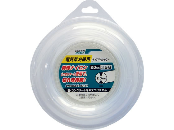 【商品説明】特殊ナイロン（コポリマー）使用で切れ味持続！優れた安全性・耐久性石・コンクリートをキズつけません【仕様】●材質／コード：6ナイロン＋66ナイロン●電気草刈機用●丸型●15m【備考】※メーカーの都合により、パッケージ・仕様等は予告...