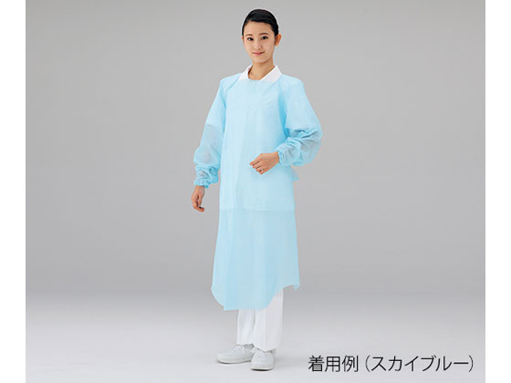 【商品説明】●柔軟性・防水性に優れ、容易に装着ができます。●柔らかなポリエチレンを使用しています。●使用後は、首の後ろの切れ込みから破り、簡単に脱衣できます。【仕様】●色：スカイブルー●入数：1箱（30枚入）●材質：PE（ポリエチレン）●サ...