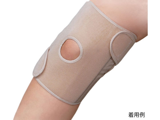 【商品説明】●膝蓋骨を左右2本のステー、上下に留めるラッピング効果により、膝の安定をサポートします。●全面が伸縮素材なので、固定力が自由に調整できます。●オープンタイプで簡単に装着・脱着【仕様】●色：ベージュ●サイズ：L●適合膝上周囲（cm...