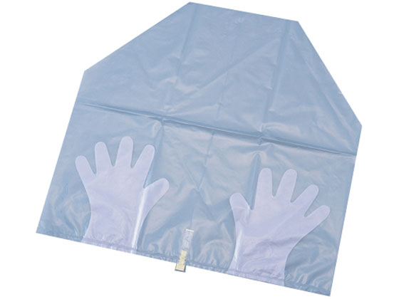 【仕様】●サイズ（mm）：700×700●入数：1袋（10枚入）●材質：PE（ポリエチレン）●付属品：PVC（塩化ビニル樹脂）パイプ・クリップ×2個●生産国：日本【検索用キーワード】GB−10　研究室設備　グローブボックス　3−118−11...