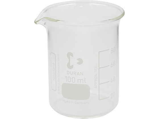 【仕様】●材質：DURAN（R）（硼珪酸ガラス）●容量：100mL●胴径×高さ：φ50×70mm●一目盛：20mL●最大目盛：80mL●※容量は全量（mL）を表示しています。●型番：211062402●生産国：ドイツ【検索用キーワード】21...