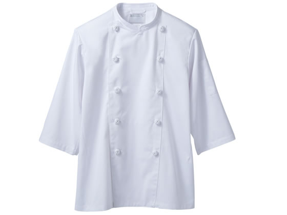 【仕様】●単糸ツイル（ポリエステル65％・綿35％）●内ポケット付き●手作りにこだわった組ひもボタン●7分袖●男女兼用【備考】※メーカーの都合により、パッケージ・仕様等は予告なく変更になる場合がございます。【検索用キーワード】仕事　仕事着　...