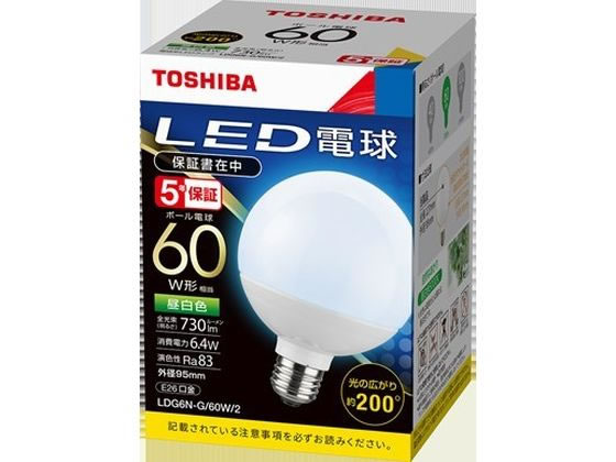 【商品説明】約40000時間の定格寿命【仕様】●種別：ボール電球形広配光タイプ●光色：昼白色相当●口金：E26●全光束：730lm●外形寸法：外径95mm、全長127mm●定格消費電力：6．4W●エネルギー消費効率114lm／W●光色500...
