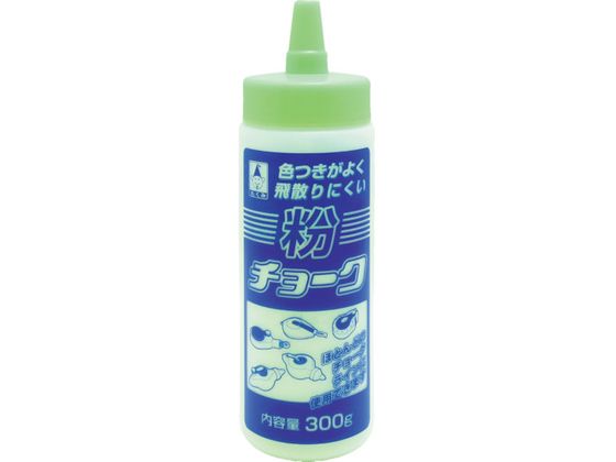 【商品説明】●飛び散りにくい重質粉チョークです。●密閉容器入りで湿気による粉チョークの変質を防ぎます。【仕様】●型番：2212●色：蛍光グリーン　●容量（g）：300●ボトルサイズ（mm）：直径約60×195●炭酸カルシウム【備考】※メーカ...