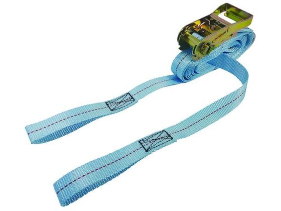 【商品説明】●ラチェット（歯車）式で簡単操作のベルト荷締機です。【仕様】●型番：TR005E005035●最大使用荷重（t）：0．16　●色：ブルー　●ベルト長さ（m）巻取側：3．5　●ベルト長さ（m）固定側：0．5　●ベルト寸法（mm）幅...