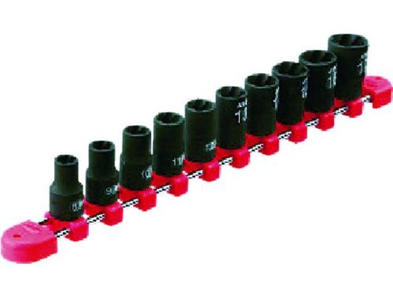 【商品説明】●角が取れて丸くなってしまったボルトやスタッドボルトなどを緩める工具です。【仕様】●型番：TB3TW10●入数：10個●差込角（mm）：9．5●ソケット内容：B3TW−08、09、10、11、12、13、14、15、16、17●...