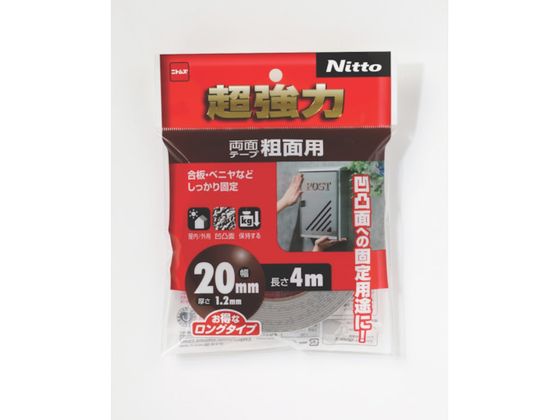 【商品説明】●凹凸面やザラザラ面の接着に対応致します。【仕様】●型番：T4593●色：グレー　●幅（mm）：20　●長さ（m）：4　●厚さ（mm）：1．2●粘着力：10．2N／10mm●基材：アクリルフォーム　●粘着剤：アクリル系【備考】※...