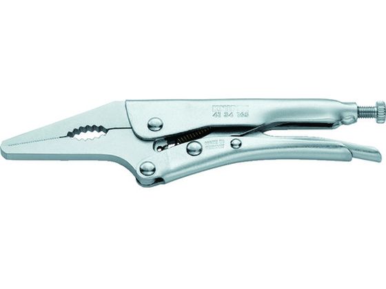 【仕様】●型番：4134-165●全長（mm）：165●グリップカラー：シルバー●落下防止用ひも取付穴：無し●調整ねじ、解除レバー付●亜鉛メッキ処理●長細いアゴ●ボディ：高強度圧延鋼●アゴ：クロームバナジウム電気鋼（鍛造）【備考】※メーカー...