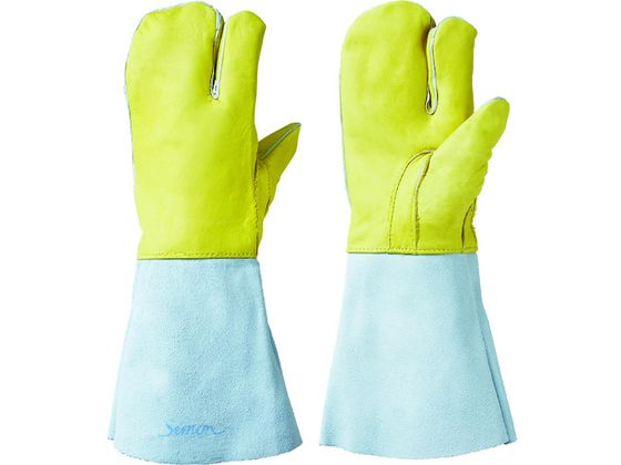 【商品説明】●手のひら部が牛本革、袖部が牛床革の3本指タイプです。【仕様】●型番：4140020●サイズ：フリー　●タイプ：3本指　●厚さ（mm）：1．2（±0．1）　●全長（cm）：35．0　●手のひら周り（cm）：26．0●フリーサイズ...