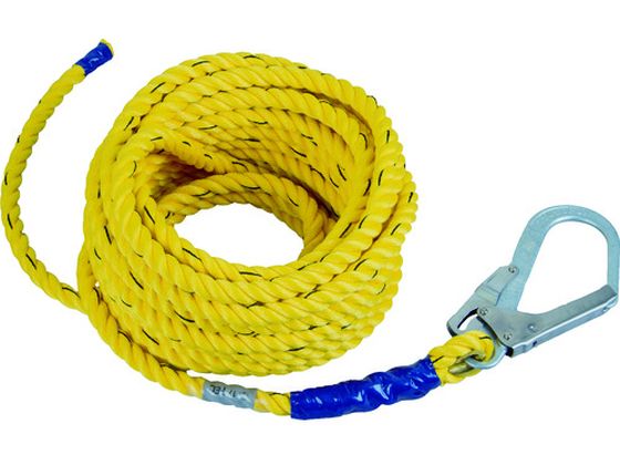 【商品説明】●仮設工業会認定品の水平親綱です。●先端のフックは口開き50mmです。もう一方は緊張器を通すためビニールテープ止めです。【仕様】●型番：HR-15-TP●径（mm）：16 ●長さ（mm）：15000 ●適用親綱（mm）：16 ●...