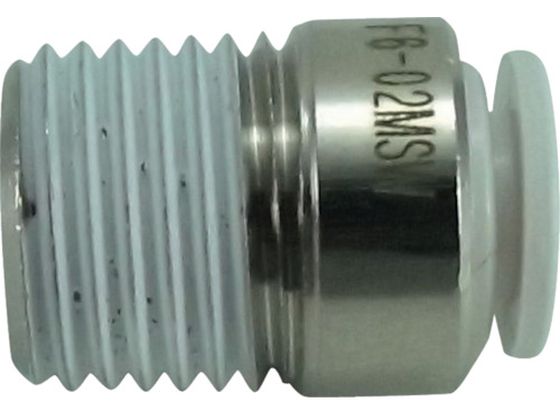 【仕様】●型番：F6-02MSW●接続口径：R1／4　●適合チューブ外径D（mm）：6　●使用圧力：1MPa（空気）、0．3MPa（水）　●使用流体：空気、水●流体温度：−5〜60℃（空気）、5〜40℃（水）●本体：黄銅＋ニッケルメッキ　●...