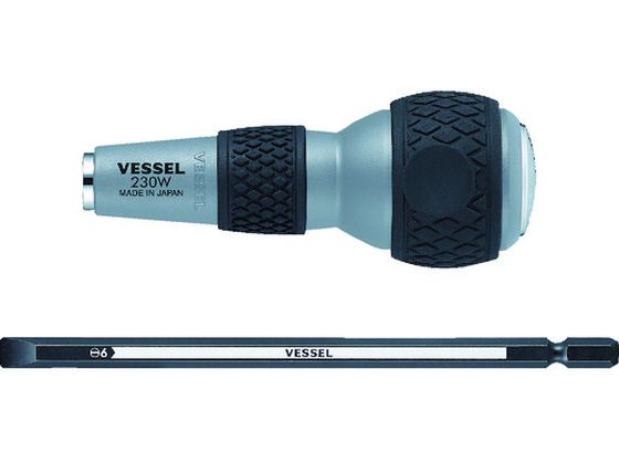 【商品説明】●ビット（対辺6．35mm）を交換できる貫通ドライバーです。●25mm径の大型ナットを使用しているので、ハンマーで叩きやすいです。●付属の替ビットは、電動ドライバーにもご使用いただけます。【仕様】●型番：230W-6●入数：1S...