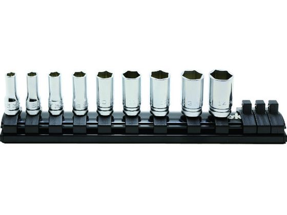 【仕様】●型番：RS2300XZ/9●入数：1S●差込角（mm）：6．35●セット内容（点）：9●ソケット内容（mm）：5．5、6、7、8、10、11、12、13、14●内容品：クロムモリブデン鋼（SCM435）●ソケットレール（底面マグネ...