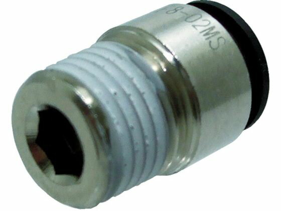 【仕様】●型番：F8-02MS●接続口径：R1／4　●適合チューブ外径D（mm）：8　●使用圧力：1MPa（空気）、0．3MPa（水）　●使用流体：空気、水●流体温度：−5〜60℃（空気）、5〜40℃（水）●本体：黄銅＋ニッケルメッキ　●シ...