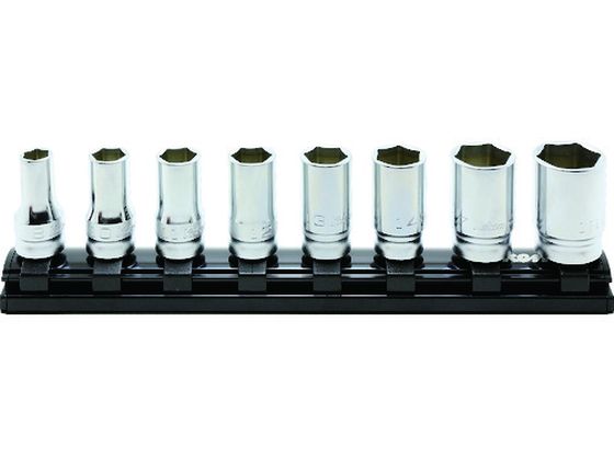 【仕様】●型番：RS3300XZ/8●入数：1S●差込角（mm）：9．5●セット内容（点）：8●ソケット内容（mm）：8、10、11、12、13、14、17、19●内容品：クロムモリブデン鋼（SCM435）●ソケットレール（底面マグネット付...