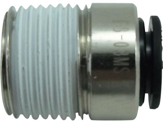 【仕様】●型番：F8-03MS●接続口径：R3／8　●適合チューブ外径D（mm）：8　●使用圧力：1MPa（空気）、0．3MPa（水）　●使用流体：空気、水●流体温度：−5〜60℃（空気）、5〜40℃（水）●本体：黄銅＋ニッケルメッキ　●シ...