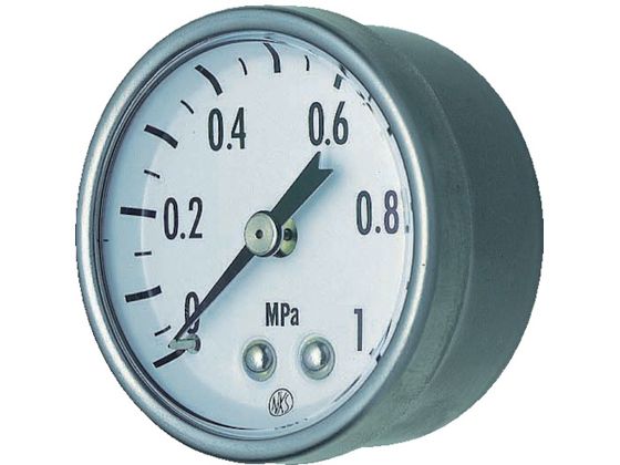 【仕様】●型番：GK25-161-0.7MP●圧力レンジ（MPa）：0〜0．7　●接続部サイズ：R1／8　●最小目盛（MPa）：0．020　●精度：±3％FS　●ケース形状：D●大きさ：40mm　●JIS準拠品●ブルドン管：黄銅　●株：黄銅...