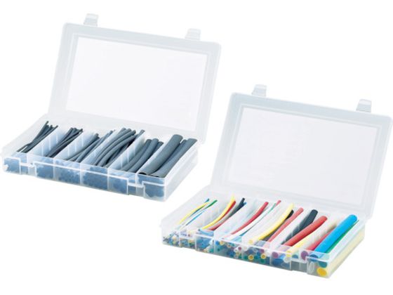 【仕様】●型番：KP-HSTT1●入数：124本●収縮前内径（mm）：2．4、3．2、4．7、6．4、9．5、12．7　●色：黒　●長さ（mm）：152　●セット内容：2．4×35本、3．2×35本、4．7×21本、6．4×21本、9．5×...