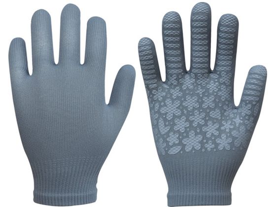 【仕様】●型番：779-GRY●色：グレー ●サイズ：フリー ●厚さ（mm）：1 ●全長（cm）：18．5 ●手のひら周り（cm）：18．0 ●中指長さ（cm）：6．5●15ゲージ編●繊維部：ナイロン、ポリウレタン ●すべり止め部：塩化ビニ...