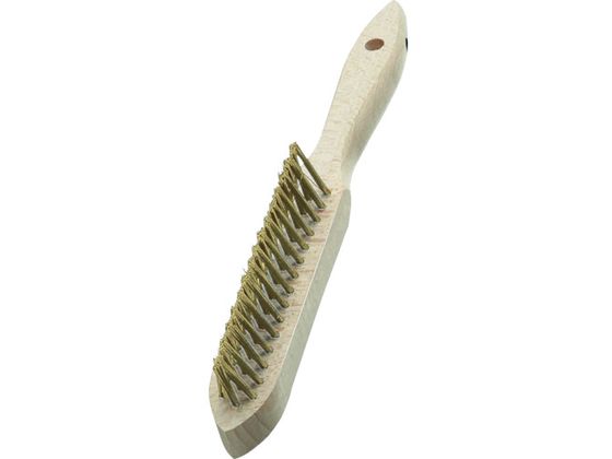 【商品説明】●特殊な植え込み技術で、毛先を中心部に寄せています。●溝部や狭い箇所の研磨作業、清掃に最適です。【仕様】●型番：120881●毛材：真鍮メッキ線●行数（行）：3●線径（mm）：0．35●毛丈（mm）：35●植付（mm）：135●...