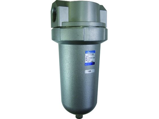 【商品説明】●入口圧力1．4MPaまで使用できます。●処理空気量の大きな一般的なエアフィルターです。【仕様】●型番：BN-2701H1-20●ろ過精度（μm）：40　●使用圧力（MPa）：0〜1．4　●処理空気流量（［［M3］］／min）：...