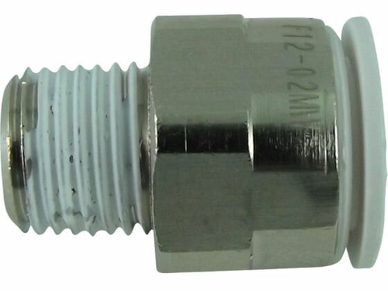 【仕様】●型番：F12-02MW●接続口径：R1／4　●適合チューブ外径D（mm）：12　●六角対辺（mm）：19　●使用圧力：1MPa（空気）、0．3MPa（水）　●使用流体：空気、水●流体温度：−5〜60℃（空気）、5〜40℃（水）●本...