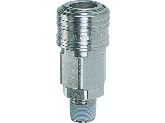【仕様】●型番：CHS-04M●相手側取付サイズ：Rc1／2　●最高使用圧力（MPa）：1．5　●適合プラグ：千代田通商製CHSタイププラグ　●使用流体：空気●使用温度範囲：−5〜60℃●本体：鋼鉄メッキ　●シールゴム：ニトリルゴム（NBR...