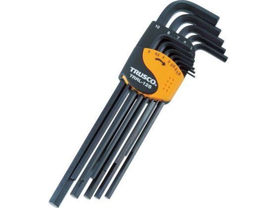 【仕様】●型番：TRRL-12S●入数：1S●セット内容（mm）：1．5、2、2．5、3、4、4．5、5、5．5、6、7、8、10●セット内容（本）：12●表面処理：黒染め加工●硬度：HRC52−56●クロムバナジウム鋼（Cr−V）●ホルダ...